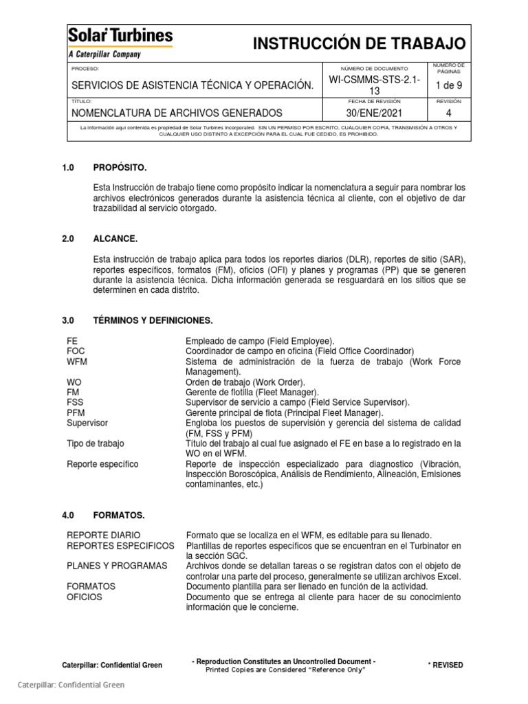 Instrucción de Trabajo: Servicios de Asistencia Técnica Y Operación. WI ...