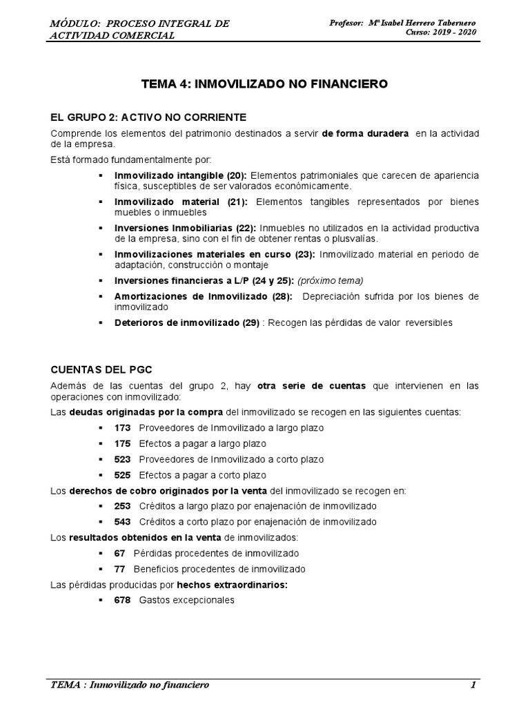 Unidad - Inmovilizado No Financiero | PDF | Contabilidad | Economias
