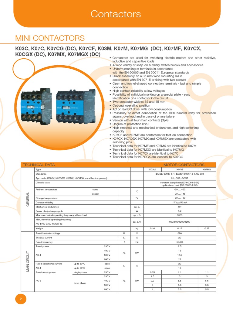 Mini Motor Contactors Specs | PDF | Relay | Electric Motor