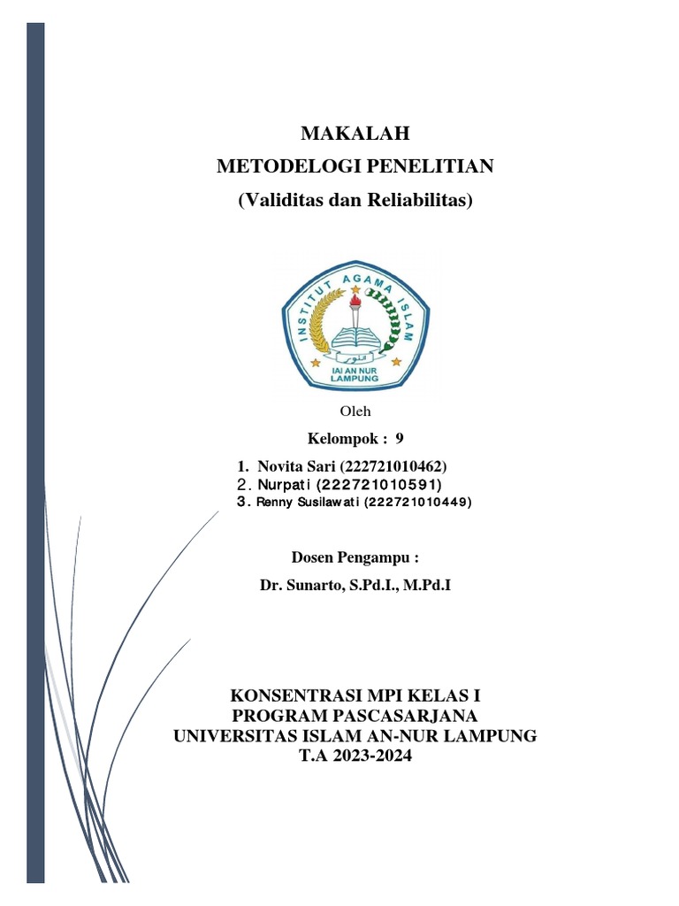 Makalah Metodelogi Kel 9 VALIDITAS - DAN - RELIABILITAS | PDF | Karier & Perkembangan