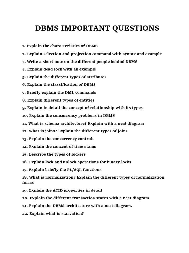 DBMS Important Questions-1 | PDF