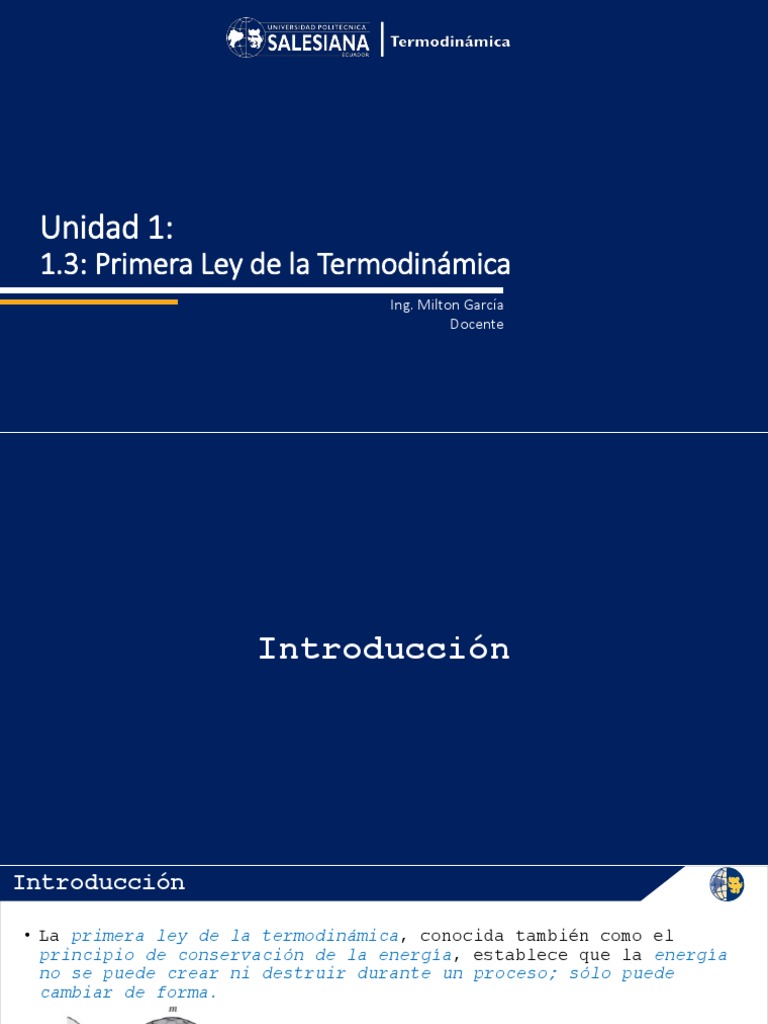 Capítulo 1.3 - Primera Ley de La Termodinámica | PDF | Calor | Termodinámica