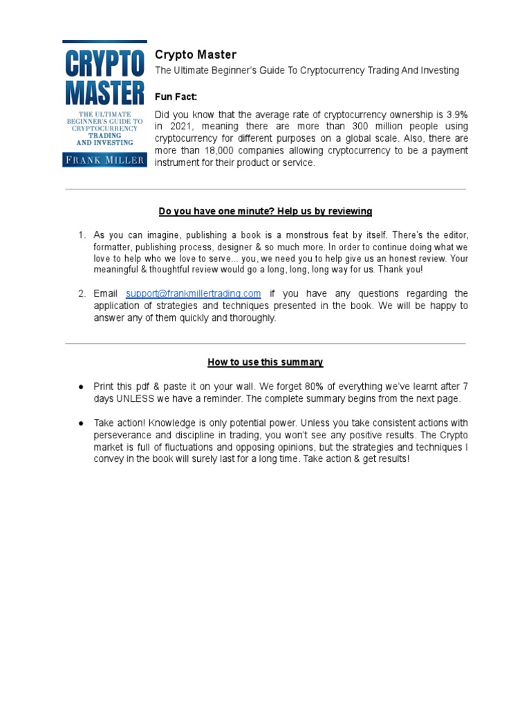 Summary - Crypto Master | PDF | Cryptocurrency | Economies