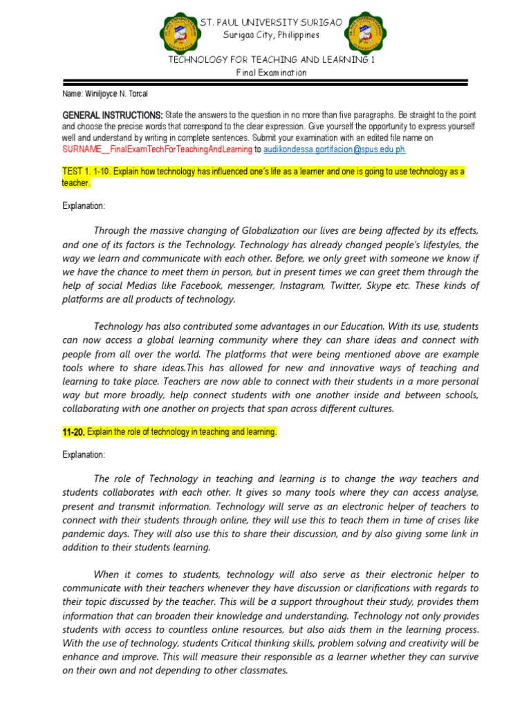 Final Exam Technology | PDF