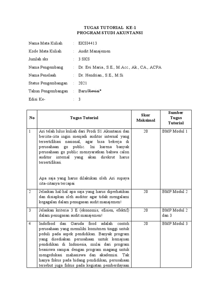 Tugas 1.docx Lia Tri Meilani 049087376 | PDF