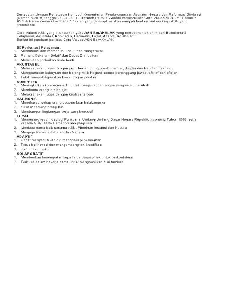 Core Values Pdf