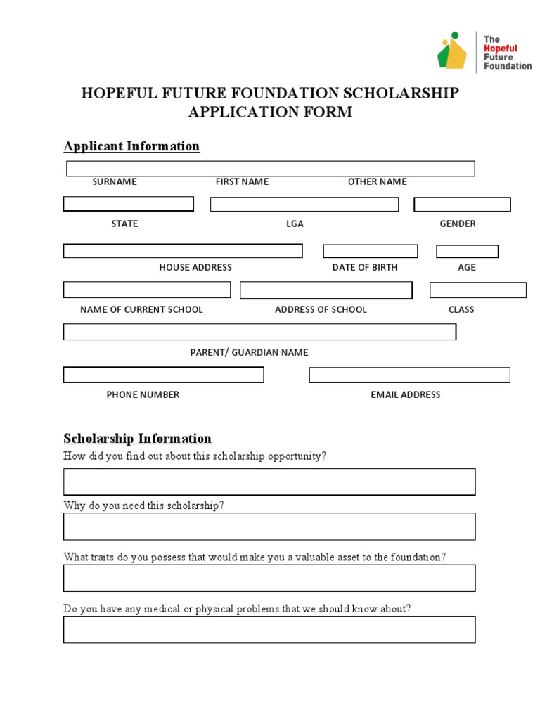 Scholarship Application Form | PDF