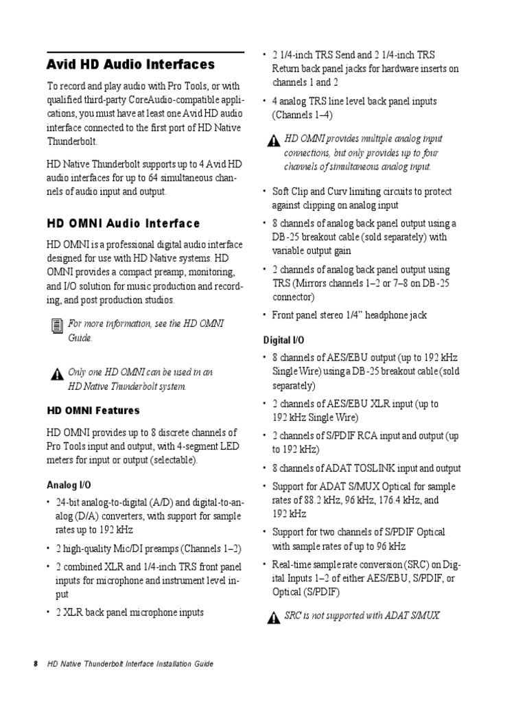 HD Native Thunderbolt Installation Guide | PDF | Sampling (Signal ...
