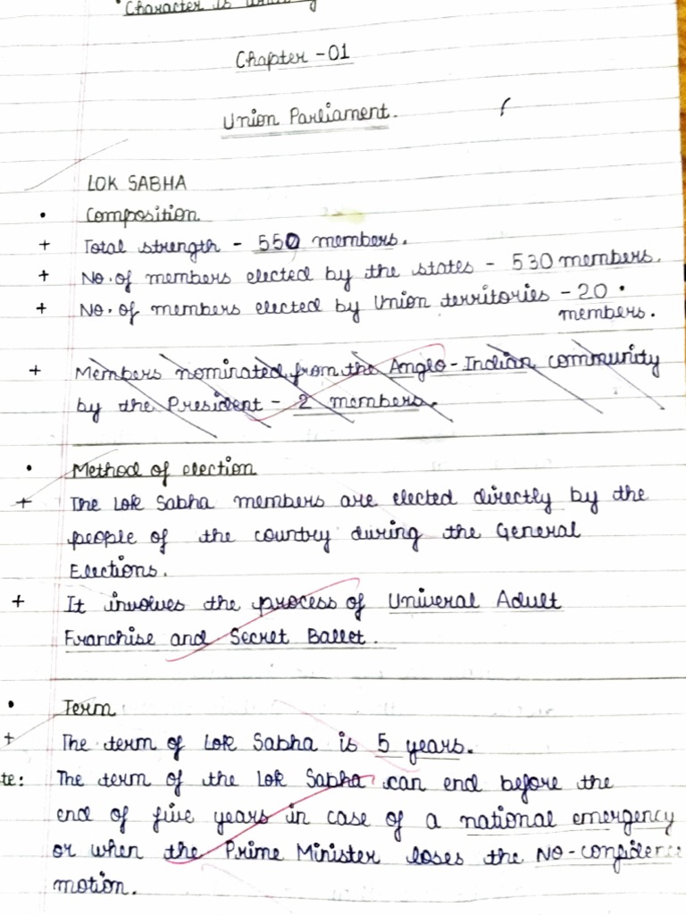 Notes On Union Parliament | PDF