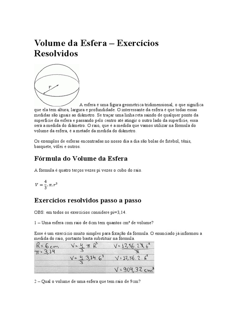 Volume Da Esfera | PDF