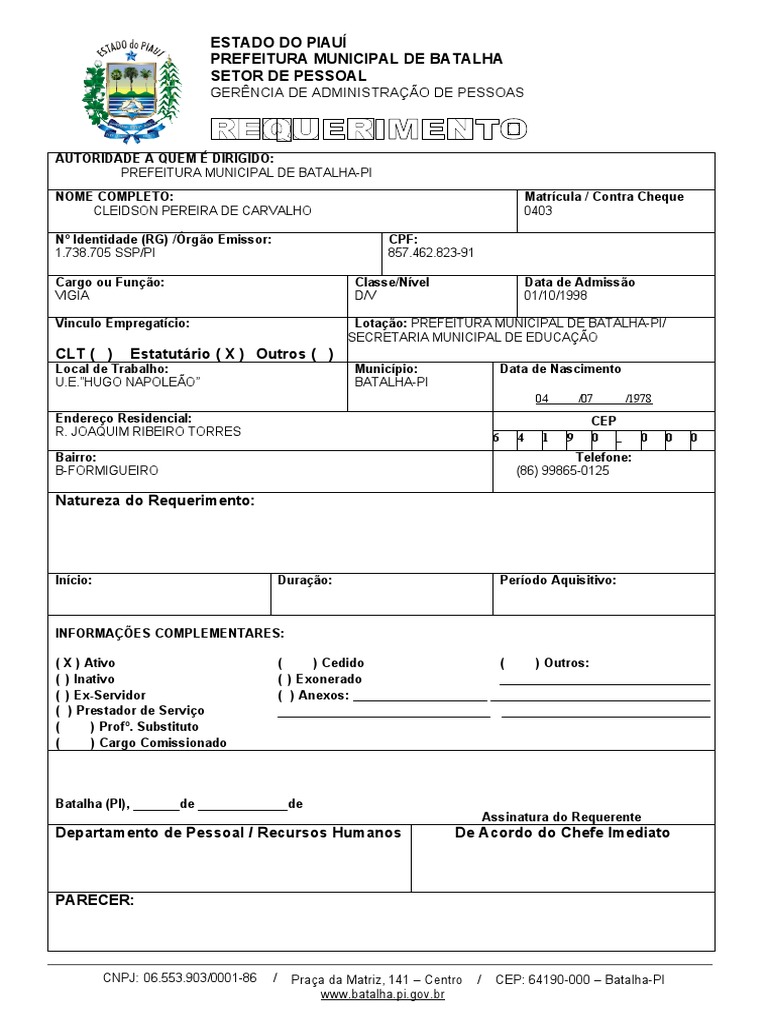 Requerimento Prefeitura 2019-2020 | PDF