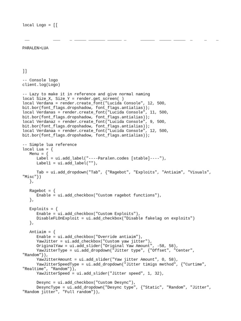 Paralenbytoeq Lua | PDF