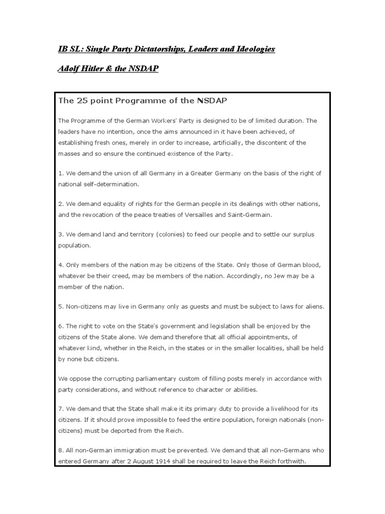 Hitler 25 Point Programme | PDF | Social Science