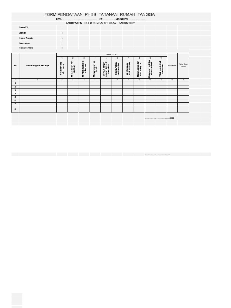 Form Survey PHBS | PDF