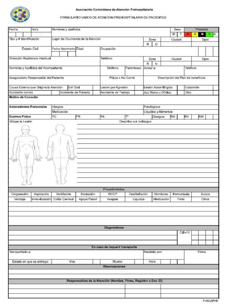 Formato Atencion Prehospitalaria | PDF
