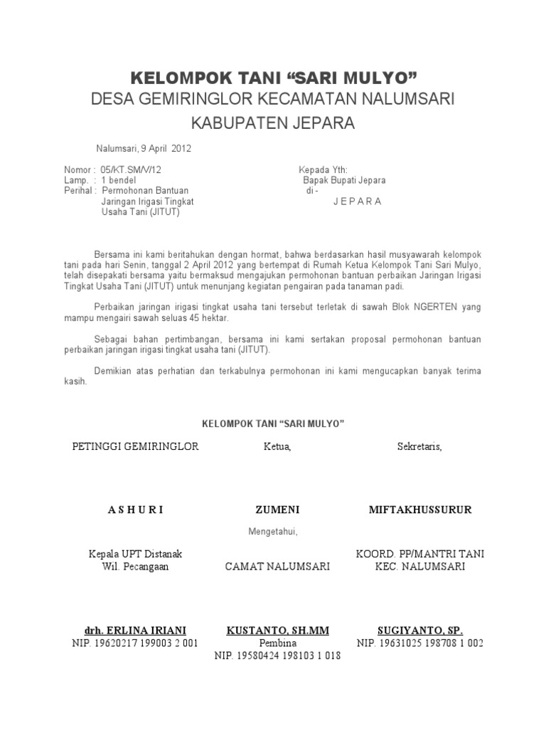 Proposal KELOMPOK TANI (JUT) | PDF