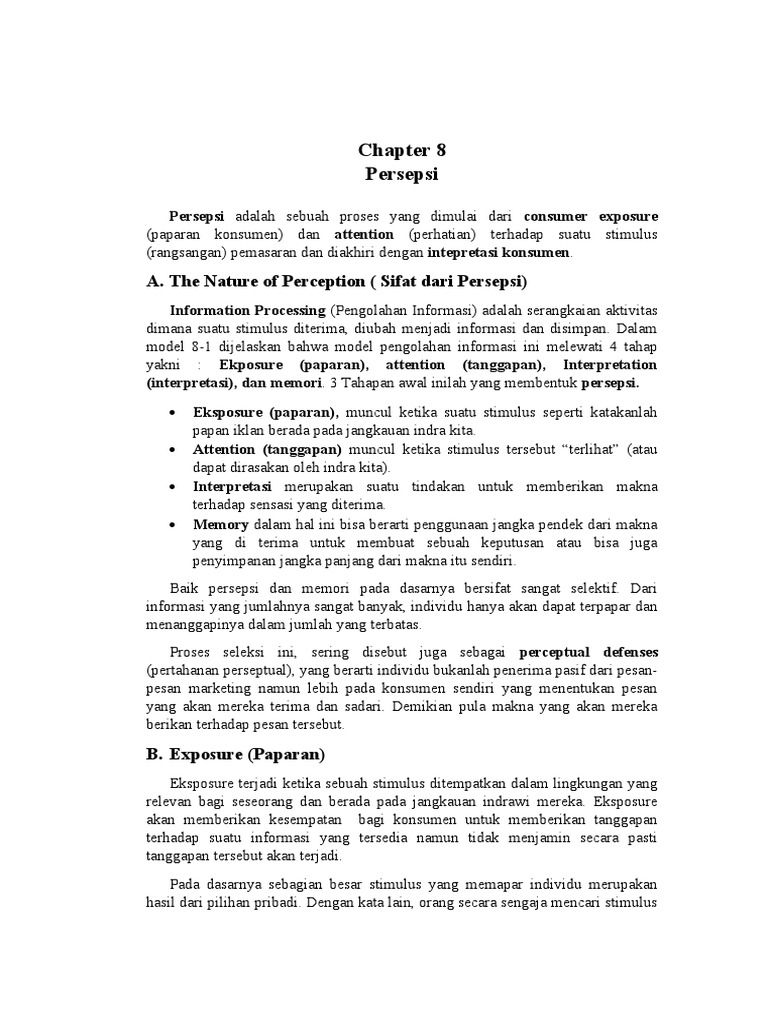 Chapter 8 Persepsi Konsumen | PDF