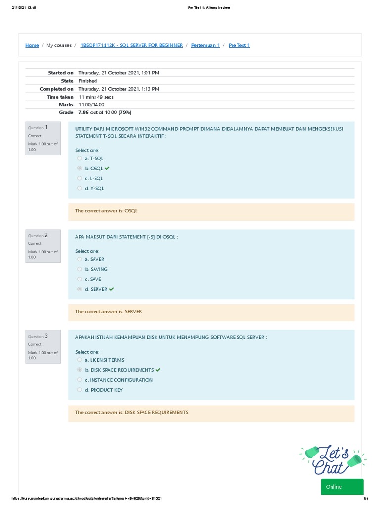 Pretest Dan Post Test SQLBegin (2) (1) | PDF