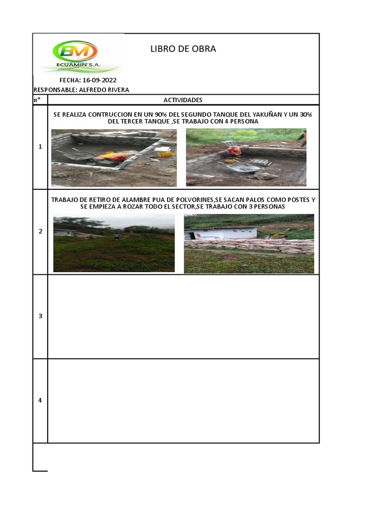 Libro de Obra 16-09-2022 | PDF