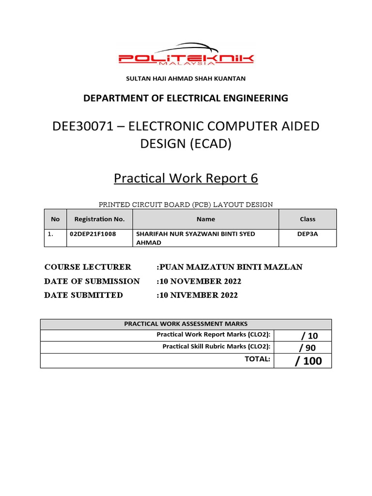 PCB Layout Design Practical Report | PDF | Printed Circuit Board ...