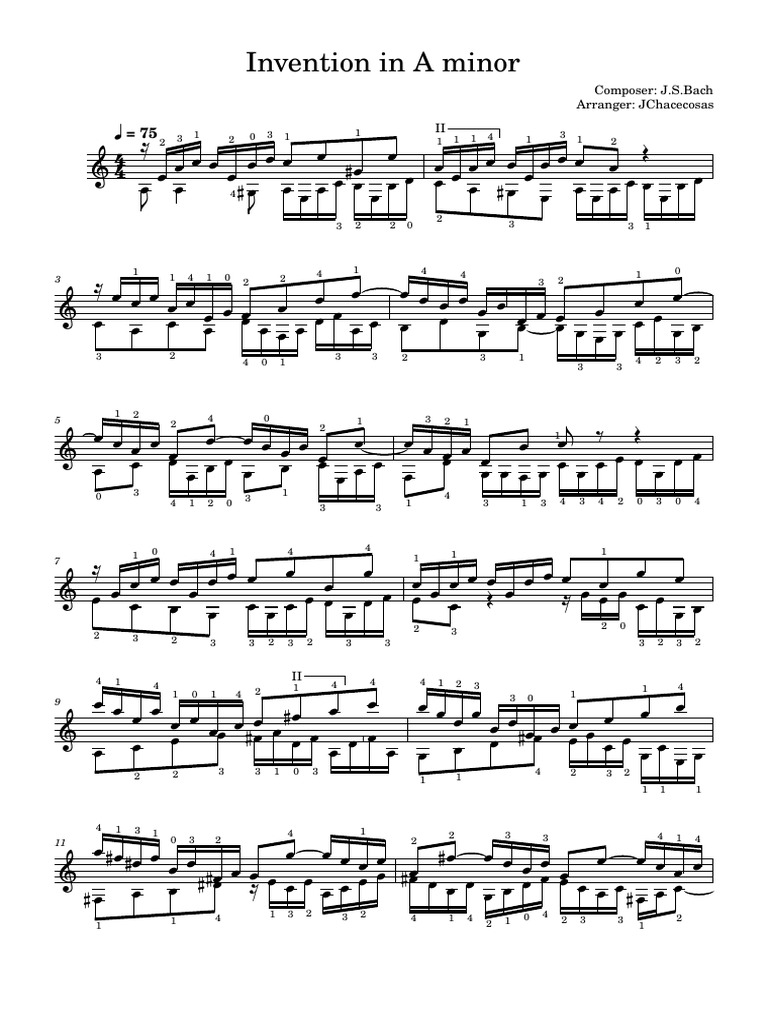 Bach, Invention in A Minor, BWV 784 | PDF | Baroque Music | Musical Forms