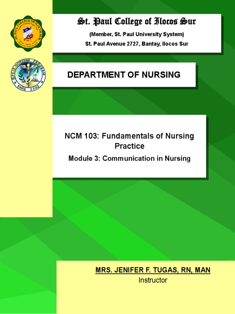 St. Paul College Nursing Communication Module | PDF | Communication ...