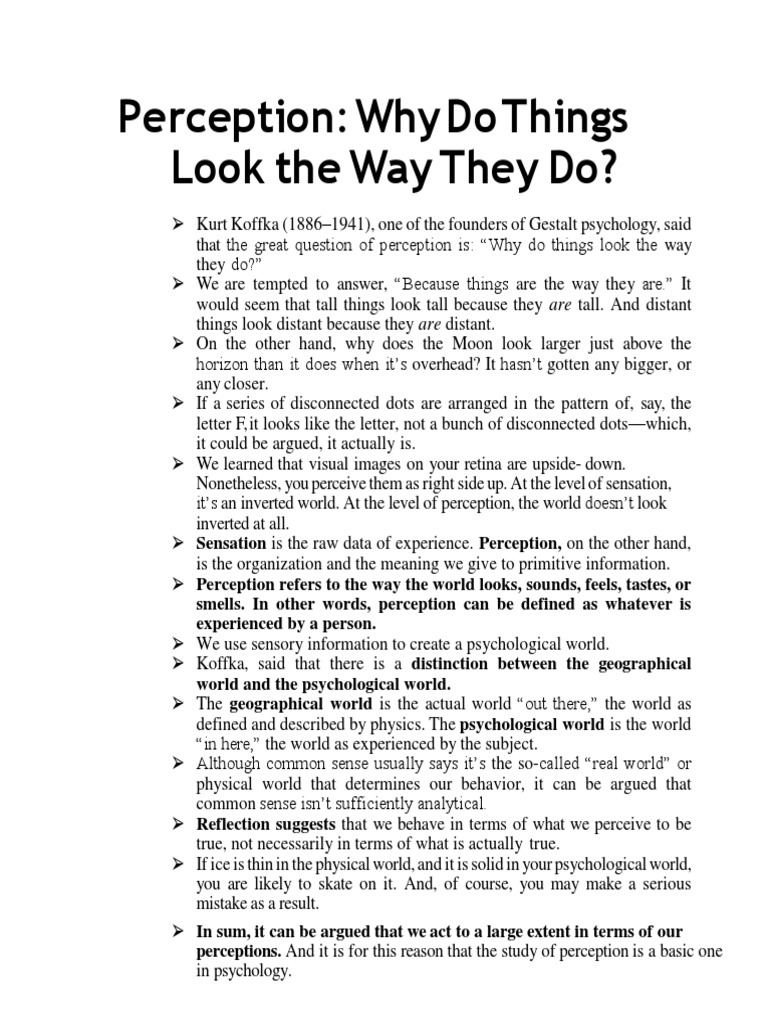 Psychology Perception | Download Free PDF | Perception | Cognitive Psychology