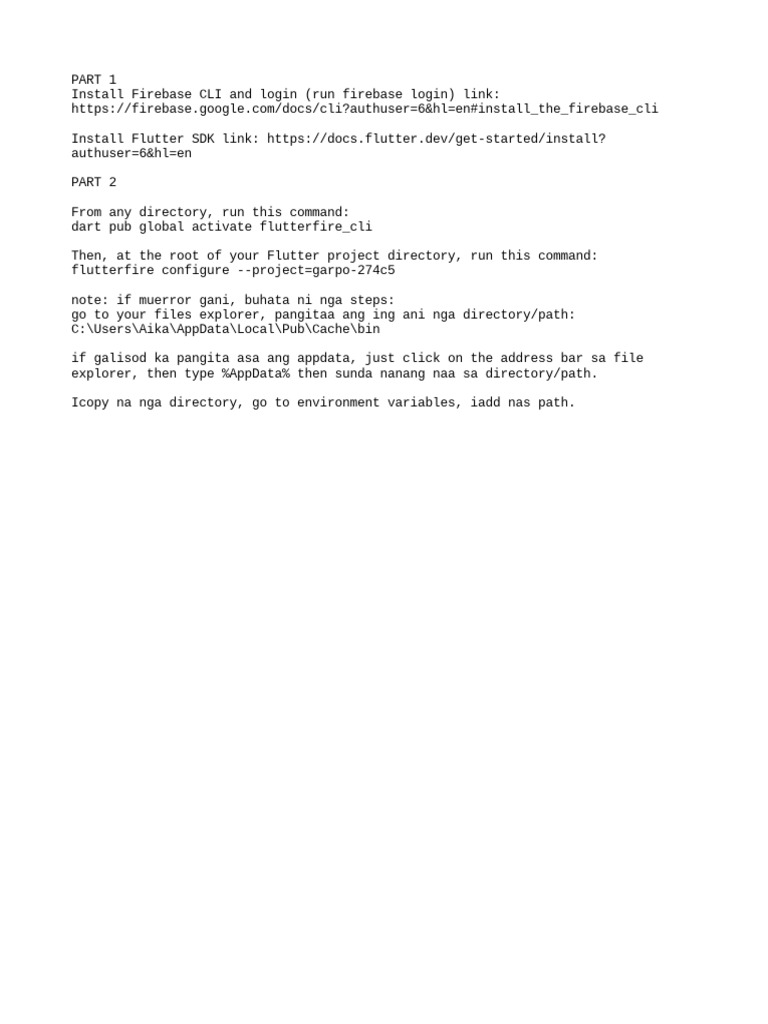 Firebase To Flutter Integration | PDF