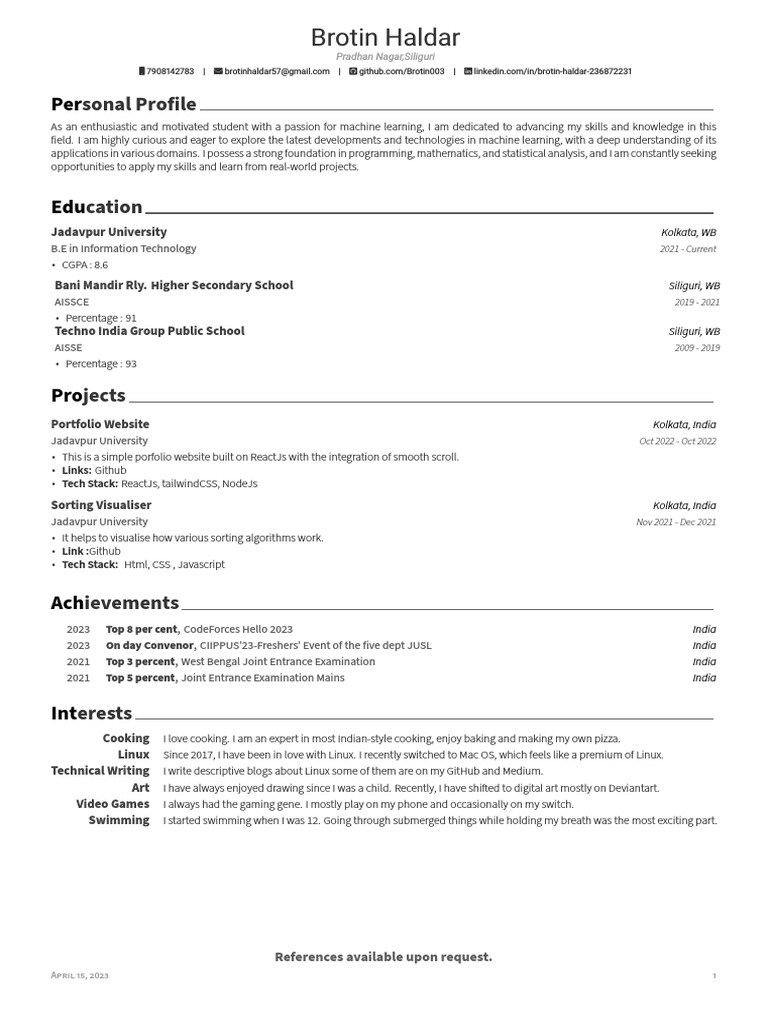 Resume 1 | PDF | Computing