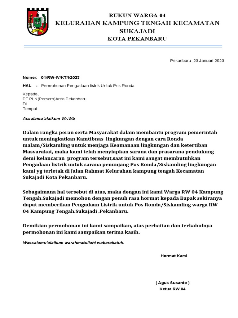 Surat Permohonan Pln Pdf