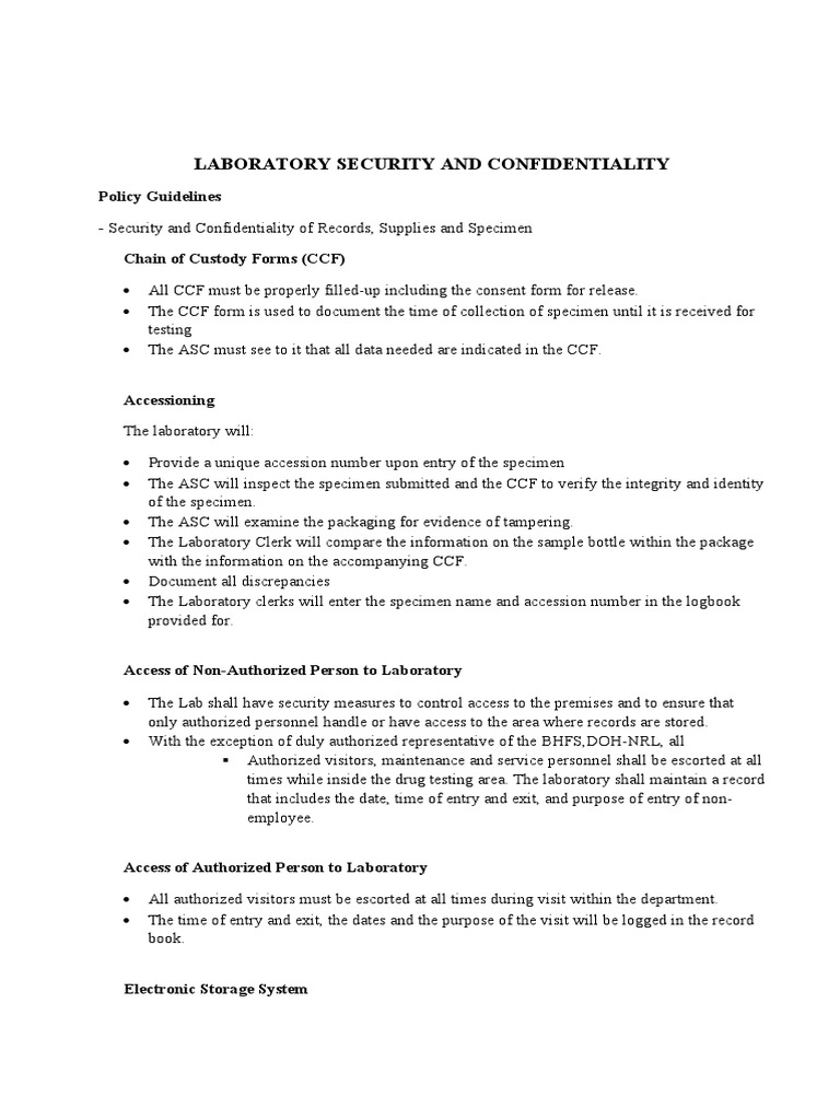 Rev 2 Security and Confidentiality of Records Supplies and Specimen | PDF