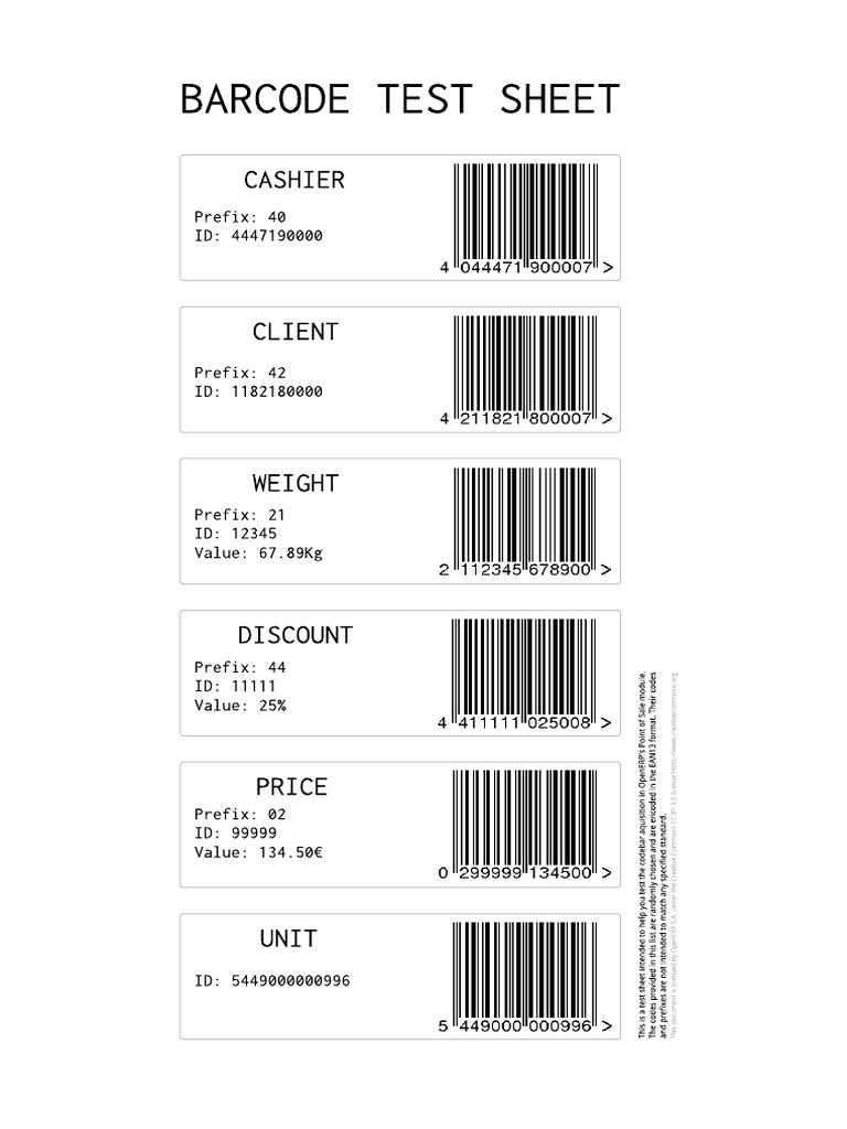 Barcode Test Sheet | PDF