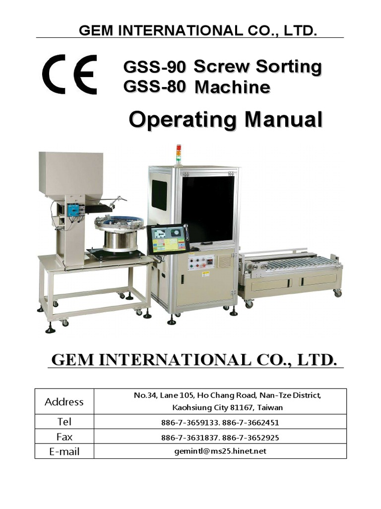 Screw Sorting Mchine Model GSS-90. | PDF
