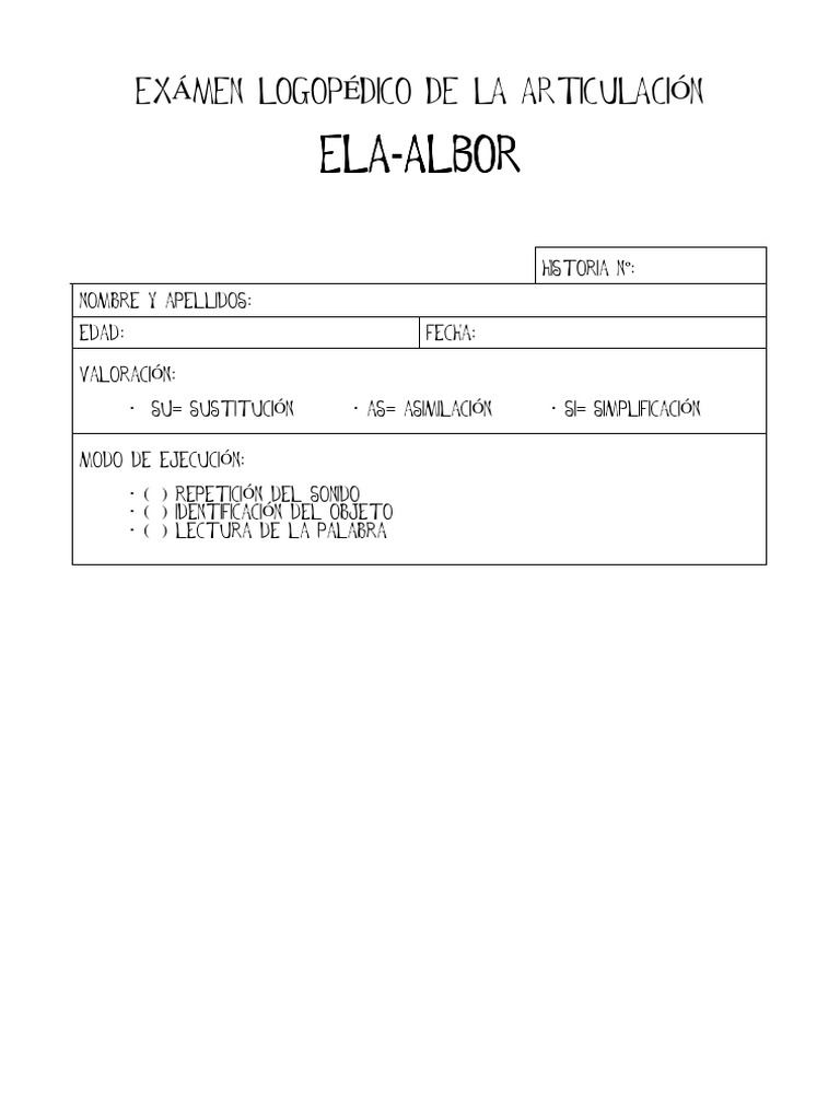 ELA ELA ELA Ela-Albor Albor Albor Albor: Exámen Logopédico de La ...