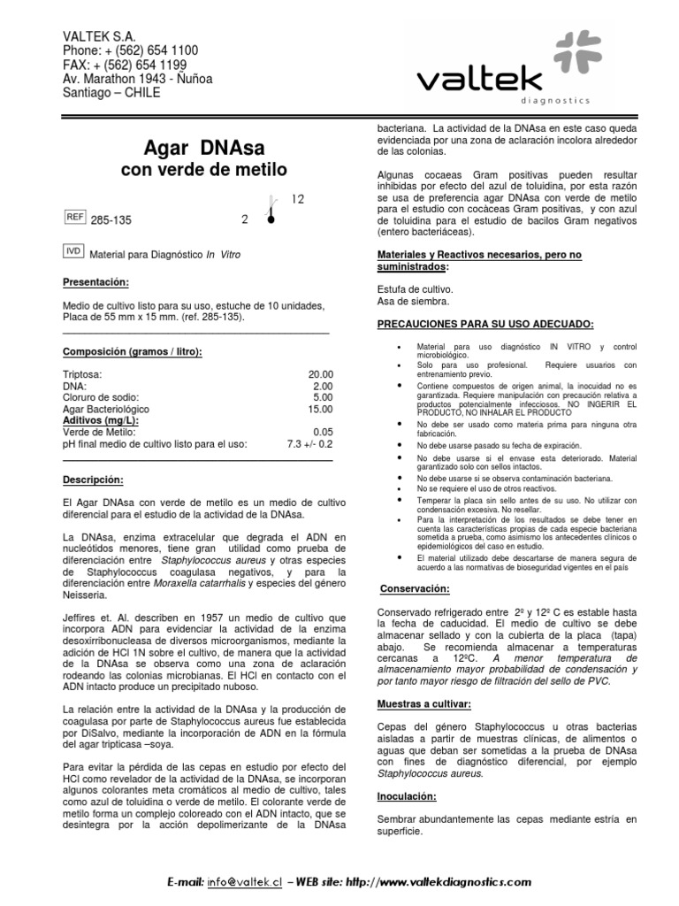 Agar DNAsa Con Verde de Metilo Valtek | PDF