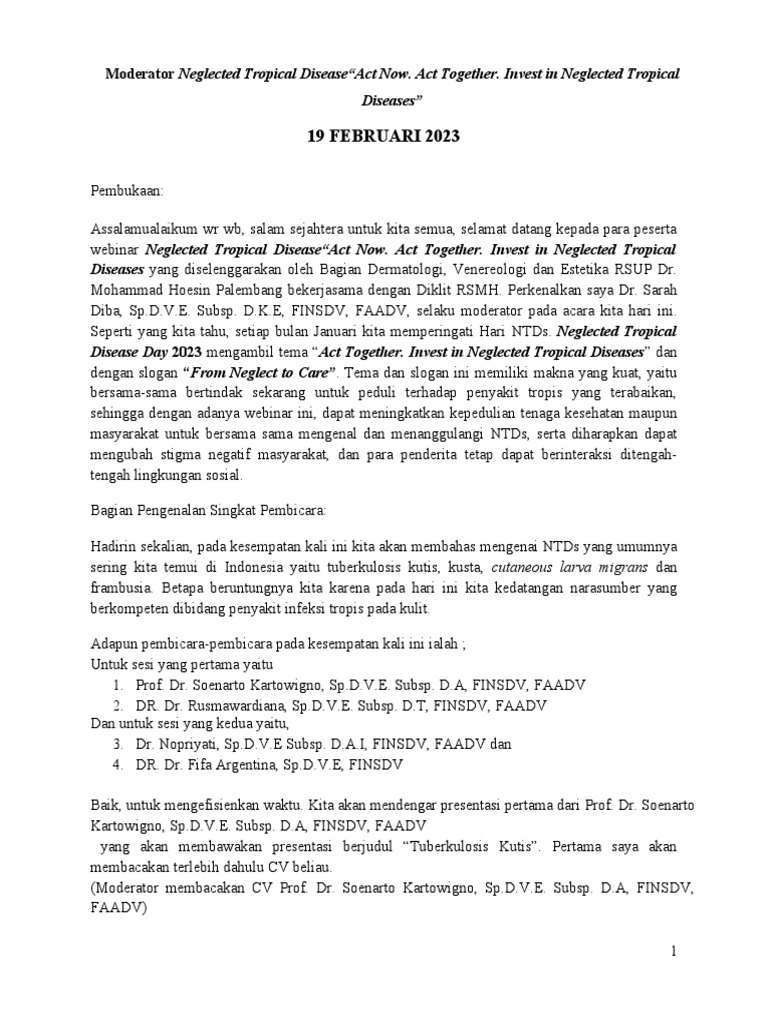 Draft Moderator NTDs 2023 | PDF