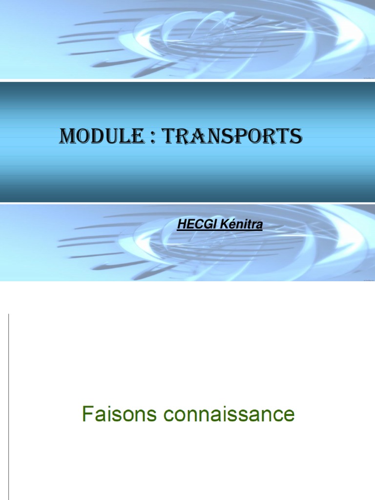 Transports | PDF | Logistique | Business