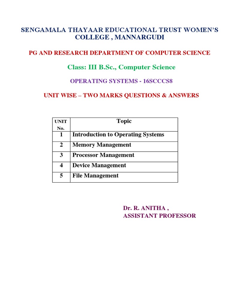 Os (2marks Only) | PDF | Computer File | Process (Computing)