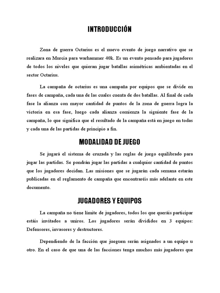 Campaña Octarius Warhammer 40K Murcia | PDF