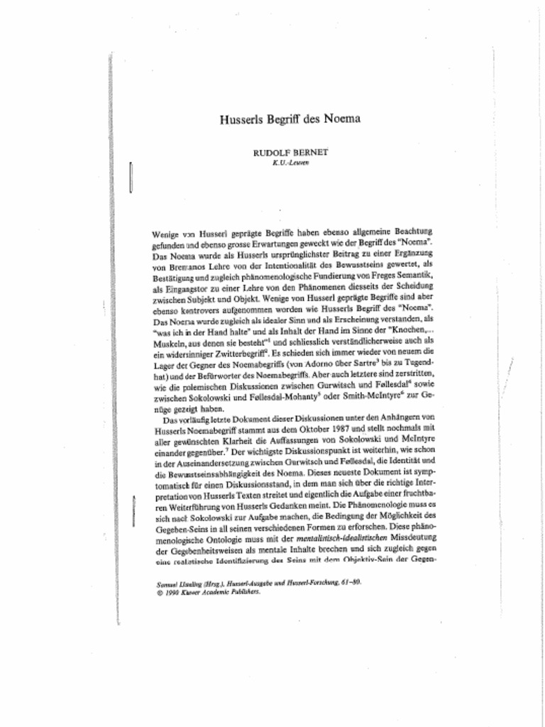 Husserls Begriff Des Noema | PDF