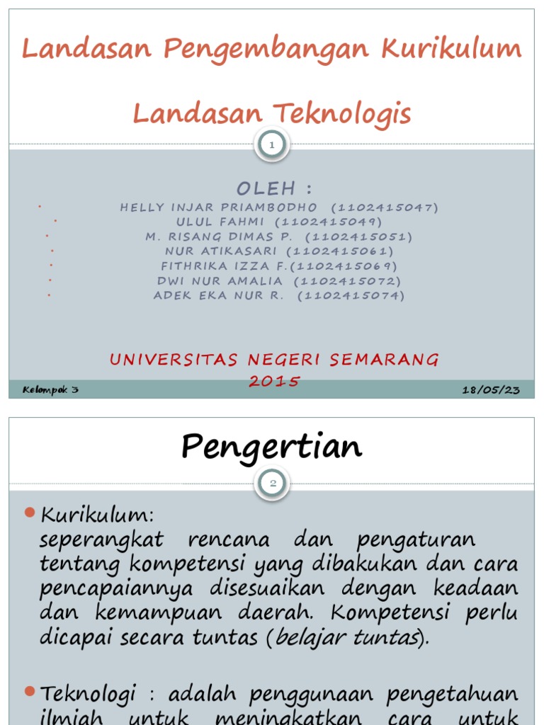 Landasan Teknolgis Pengembangan Kurikulum | PDF