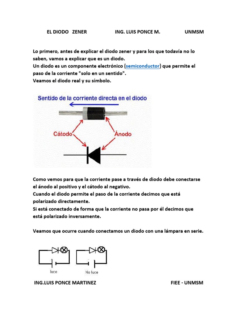 Diodo Zener | PDF | Diodo | Electromagnetismo
