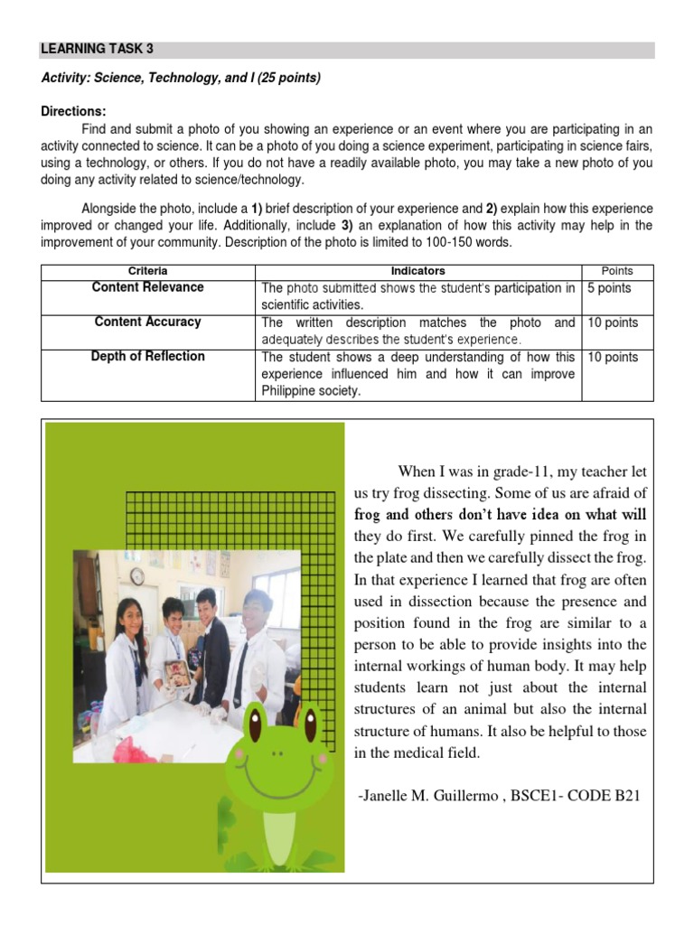 SCTS Weeks 5-6 Learning Task | PDF | Science | Experience