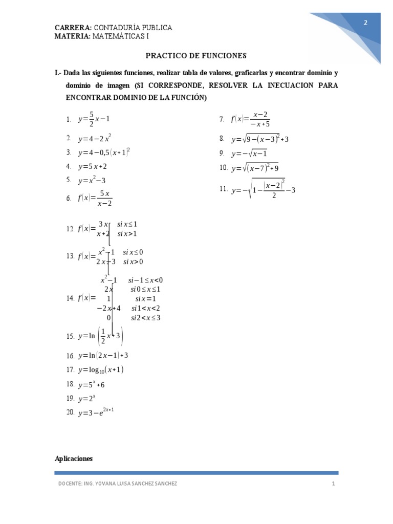 PRACTICO DE FUNCIONES | PDF