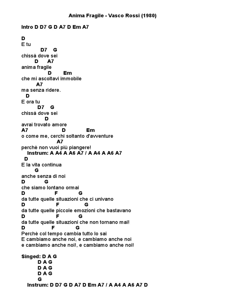 Vasco Rossi Anima Fragile | PDF Vasco Rossi Anima Fragile | PDF