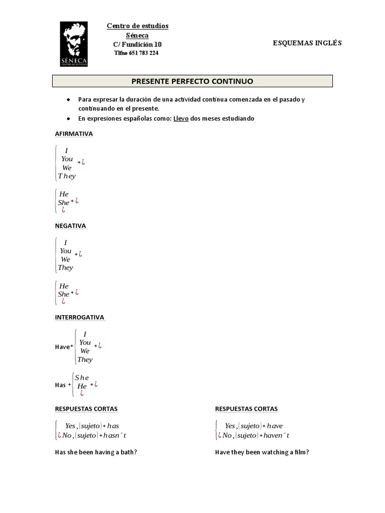 9) Presente Perfecto Continuo | PDF