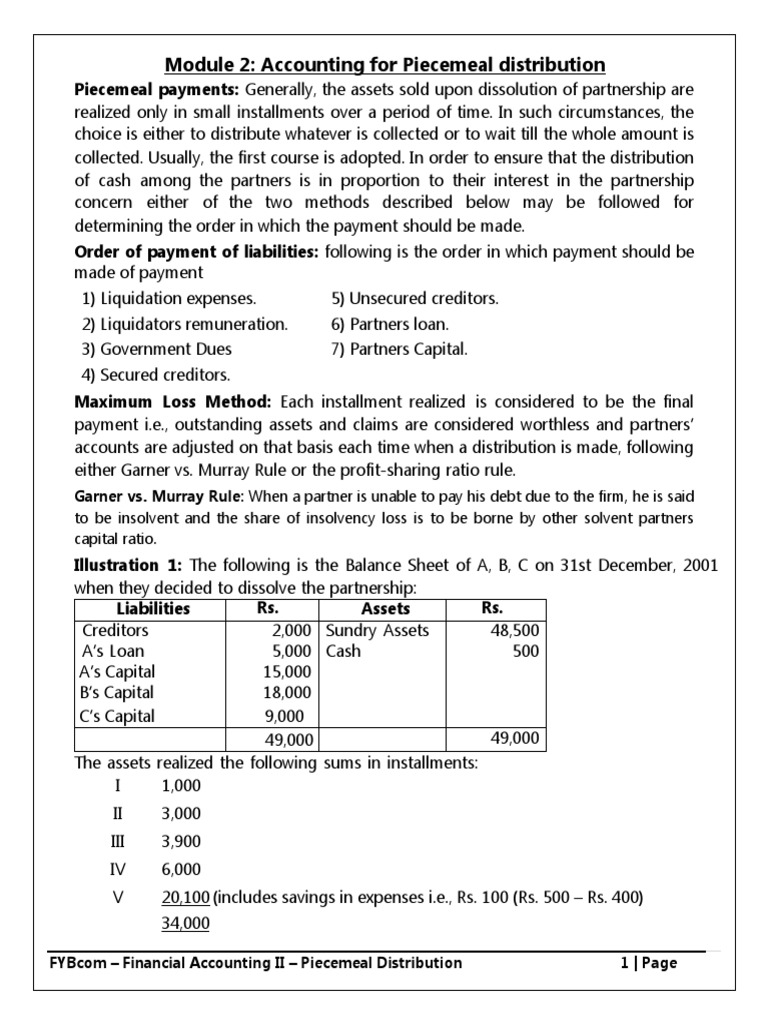 Piecemeal Distribution in Partnership Accounting | PDF | Finance ...