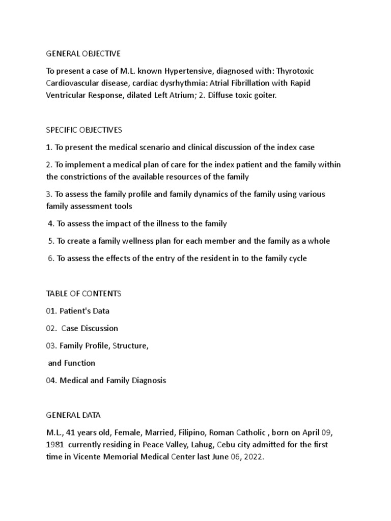 Family Case Sample | PDF | Hyperthyroidism | Thyroid