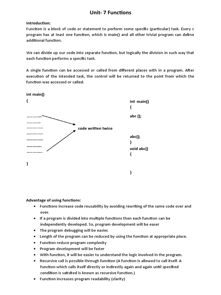 Programming In C Unit 7 Pdf Parameter Computer Programming Data Type