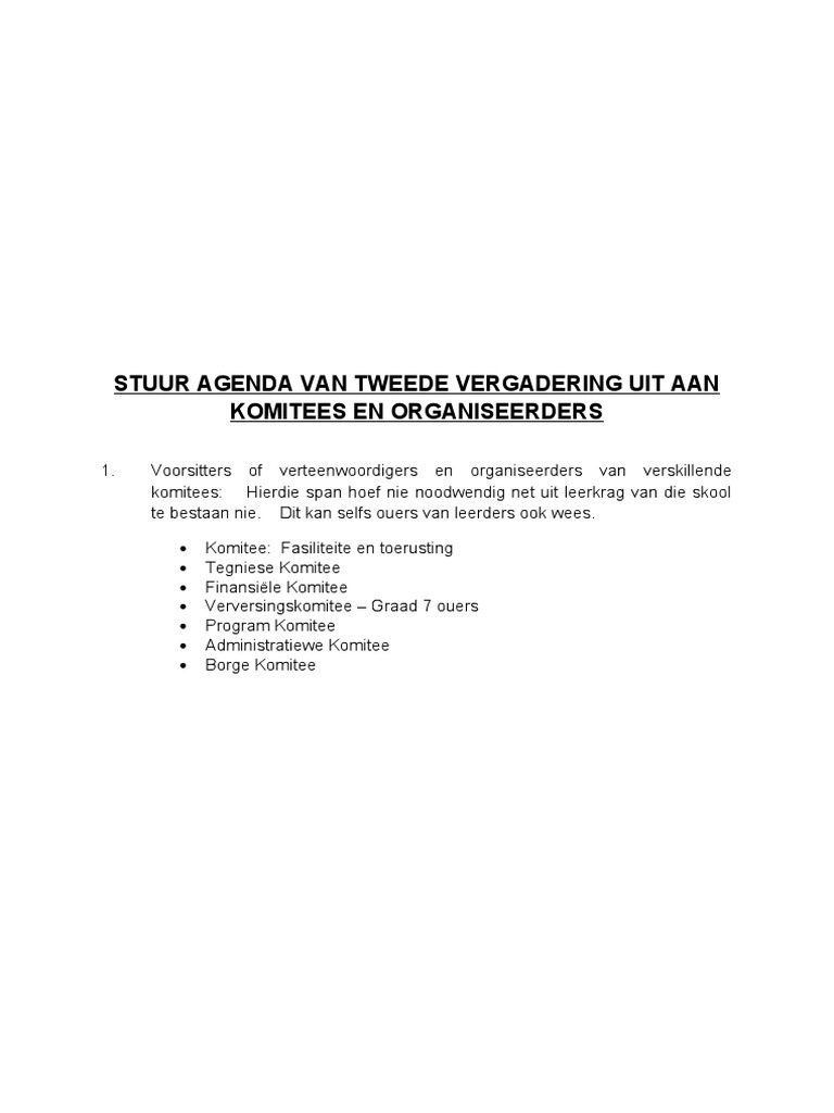 Agenda Vir 2de Vergadering (a) & 1 | PDF